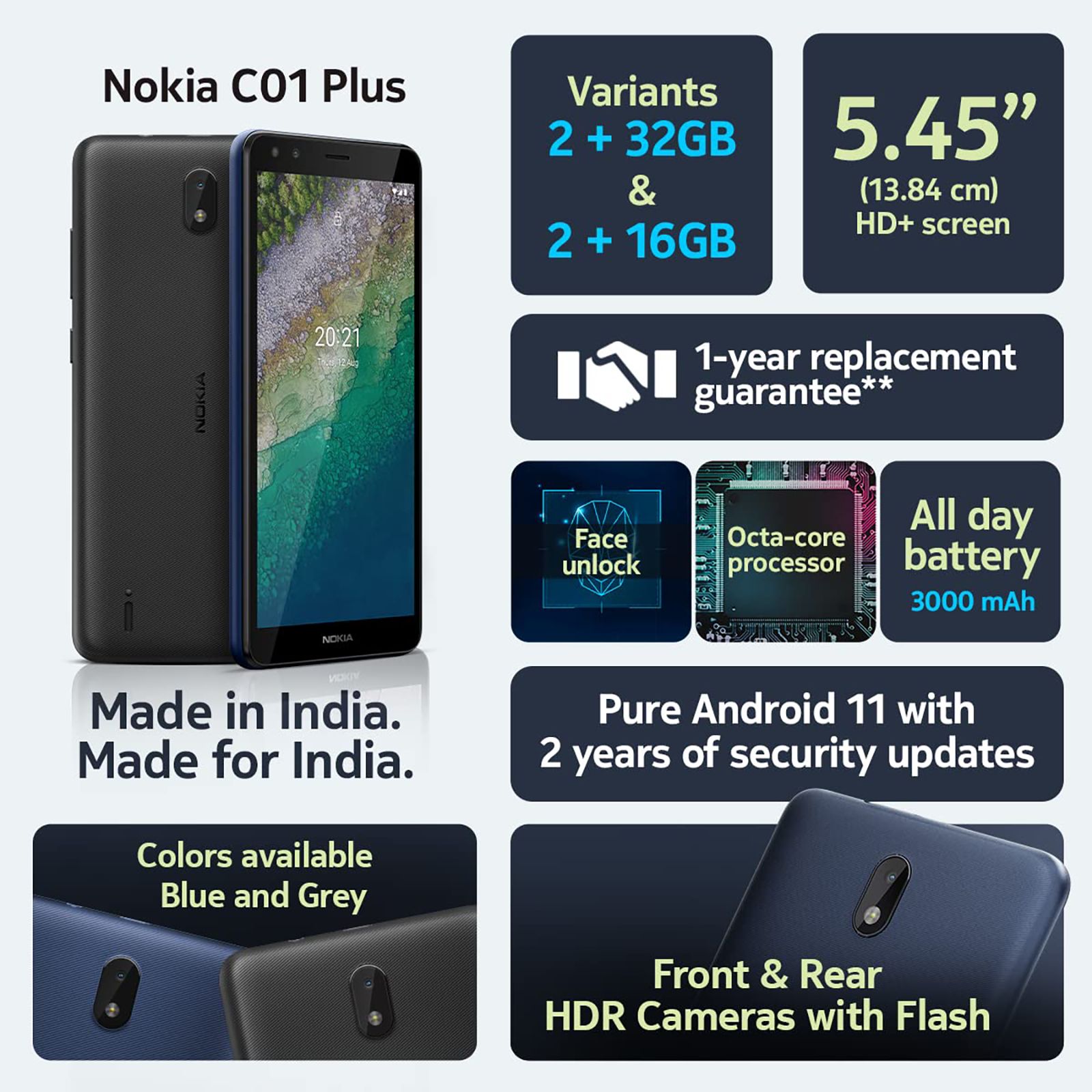 Buy Nokia C01 Plus (2GB RAM, 16GB, Blue) Online - Croma